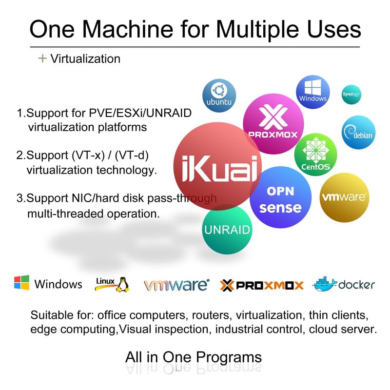 Kikusenko New Firewall Micro Appliance, Fanless Mini PC Celeron J4125, 4 Port i226-V 2.5Gbe LAN, Barebone Gigabit Ethernet AES-NI VPN Router Openwrt, 4 GB RAM 64 GB SSD