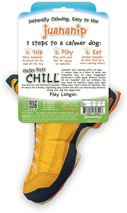 Doggijuana Get Outside Hiking Boot and Squirrel / Refillable Catnip Dog Toys / Refill Bottle / Promotes Play and Helps Your Dog Chill