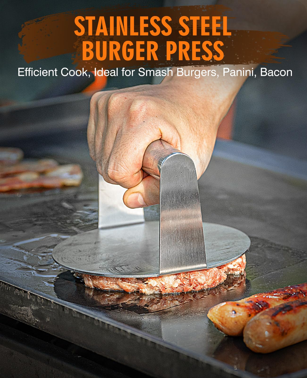 HOMENOTE Burger Spatula Set, Hevry-Duty Extra Large Hamburger Spatula with Burger Press, Professional Smash Burger Kit, Griddle Accessories for Flat Top Griddle Grill