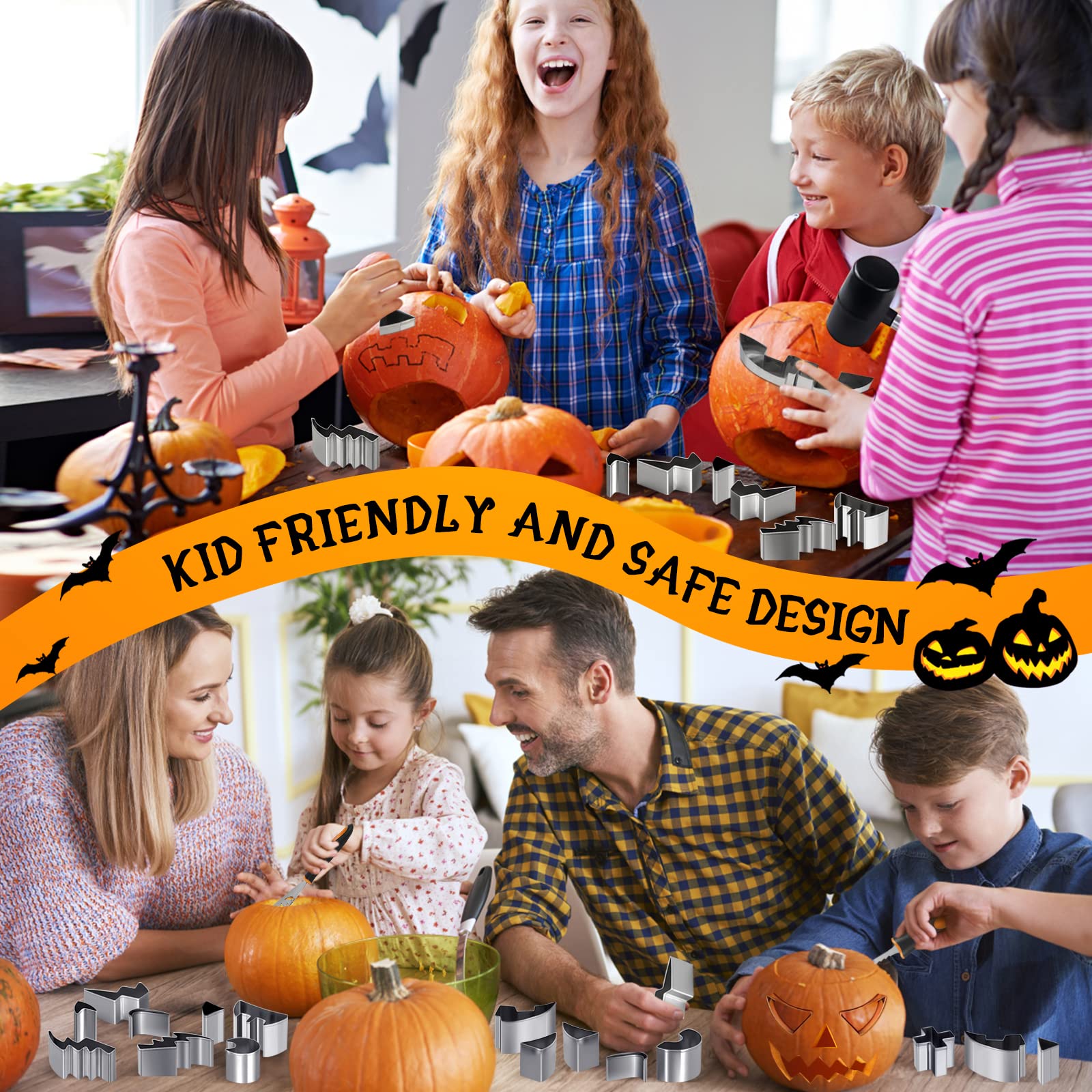 Halloween Pumpkin Carving Kit, NEW 21PCS Safe and Easy Pumpkin Carving Tools for Kids, Professional Pumpkin Carving Set with Stainless Steel Pumpkin Carving Stencils for Halloween Decoration