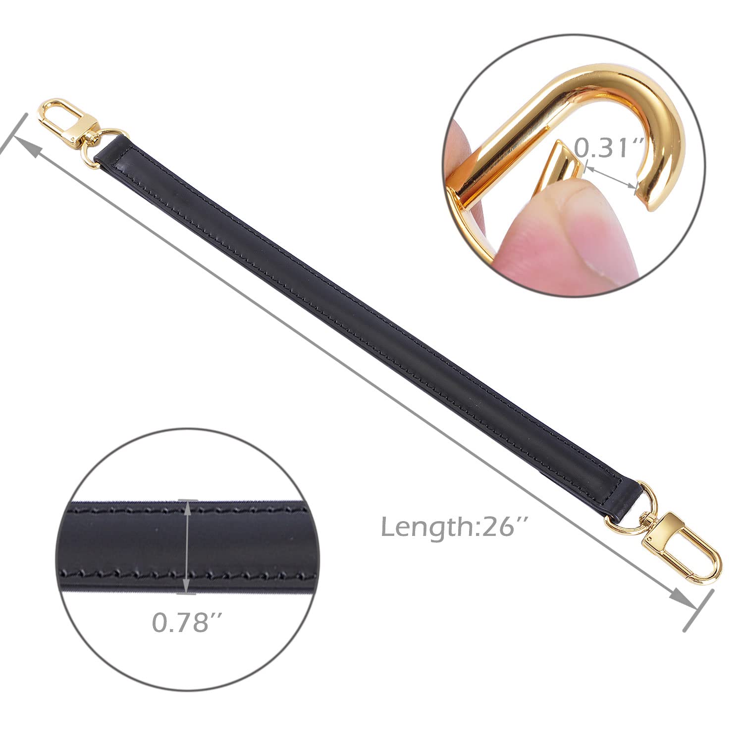 Genuine Leather Plain Strap Replacement Top Handle Leather Strap for Handbag (Caramel, 26 in)
