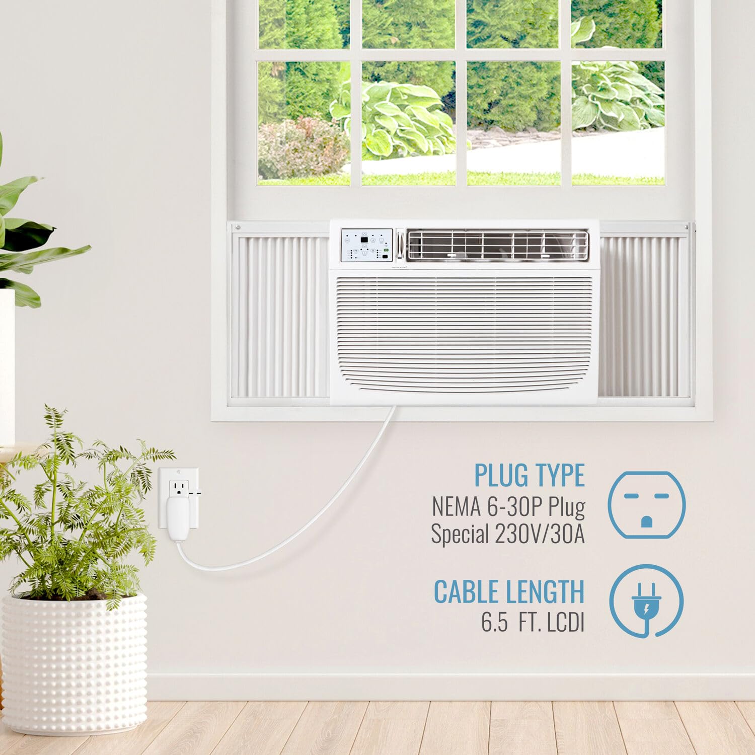 Keystone 24,000 BTU Window Air Conditioner with Dehumidifier and Supplemental Heat, 230V, Window AC for Extra Large Rooms up to 1500 Sq. Ft. with Remote Control, 3 Speeds, and Washable Filter, White