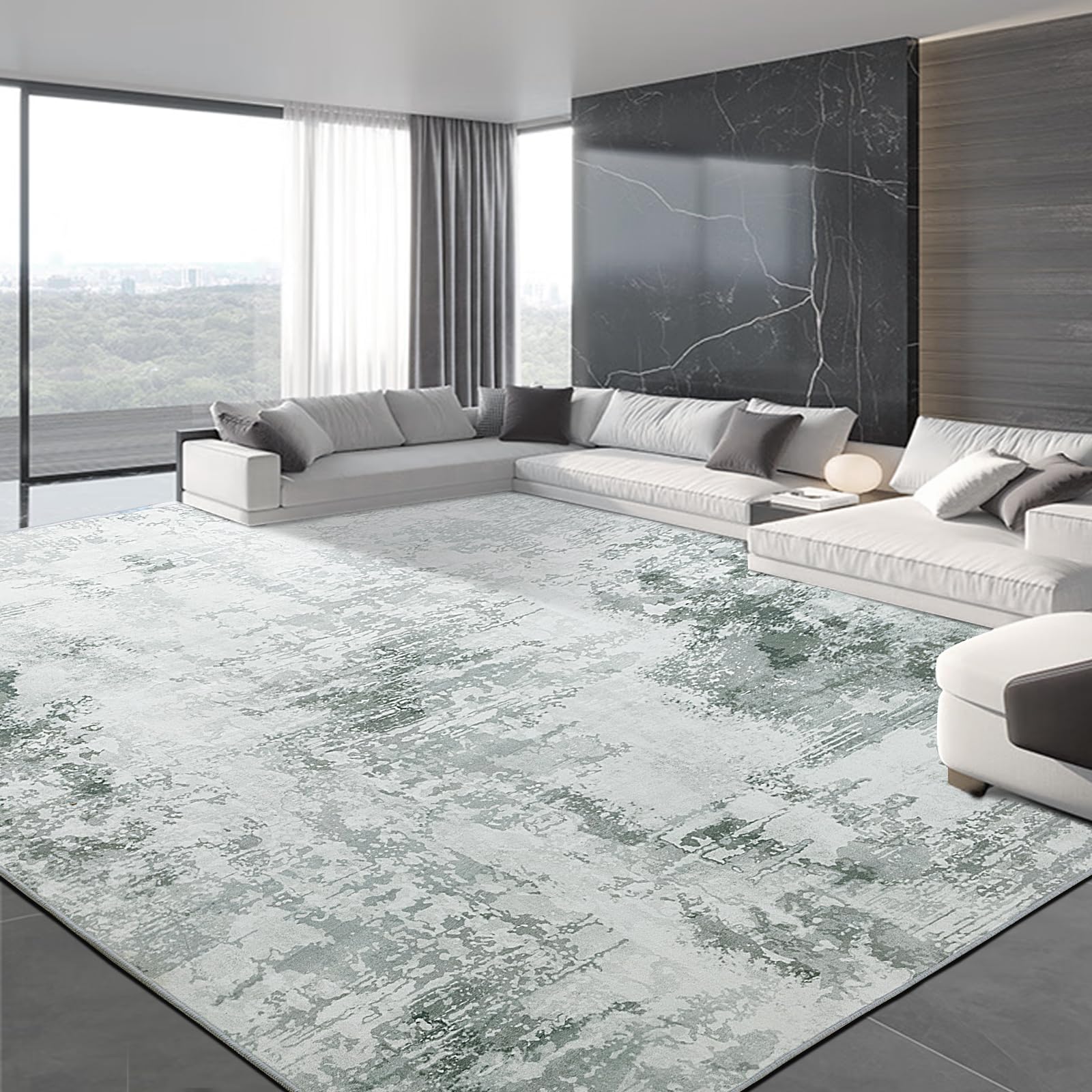 MABOZOO 9x12 Modern Area Rugs,Area Rug with Non Slip Backing for Living Room, Abstract Washable Stain-Resistant Soft Large Carpet for Dining Room kitchen Indoor