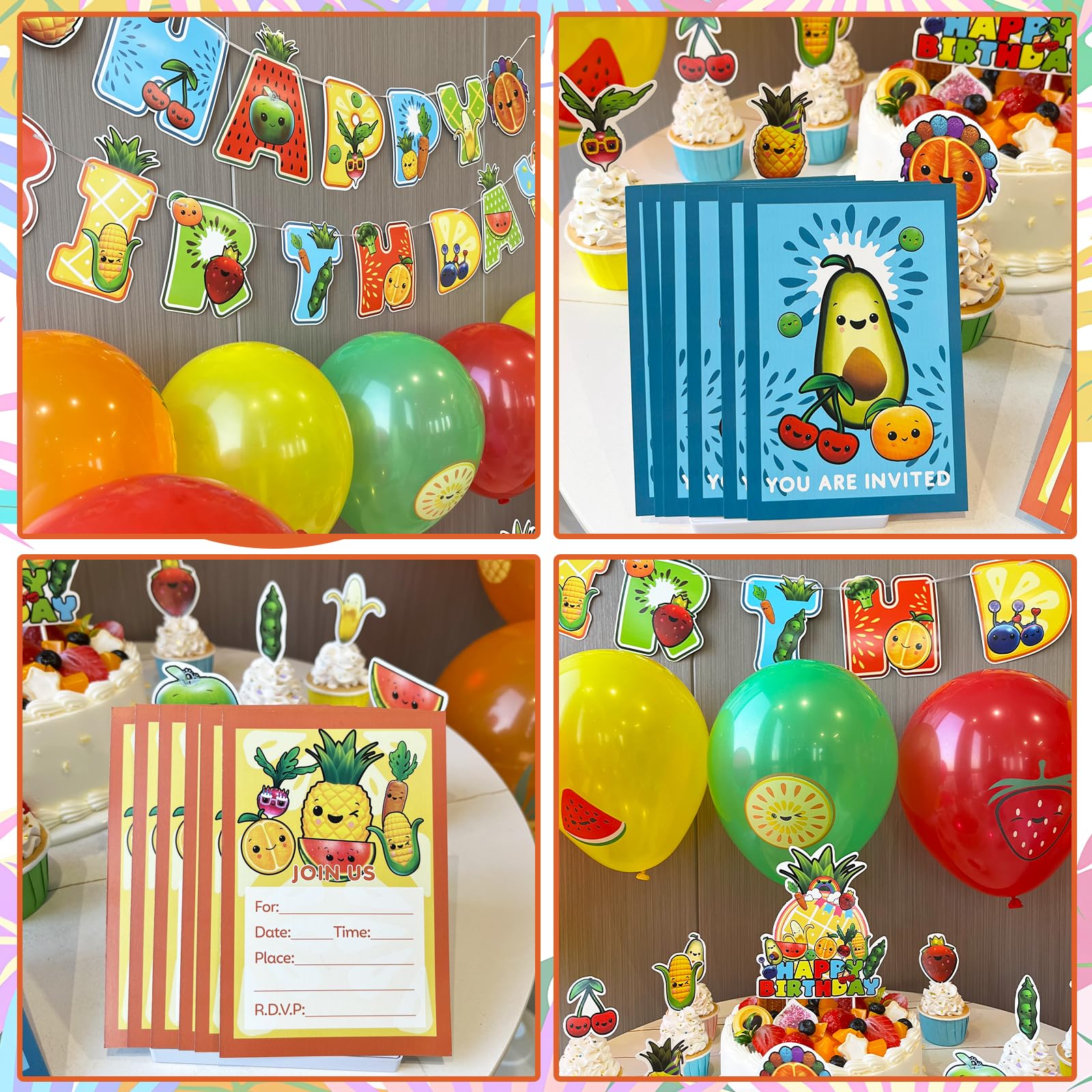 Fruit party Decorations Cake Cup Topper for Kids 1st Birthday Patry Banner Supplies