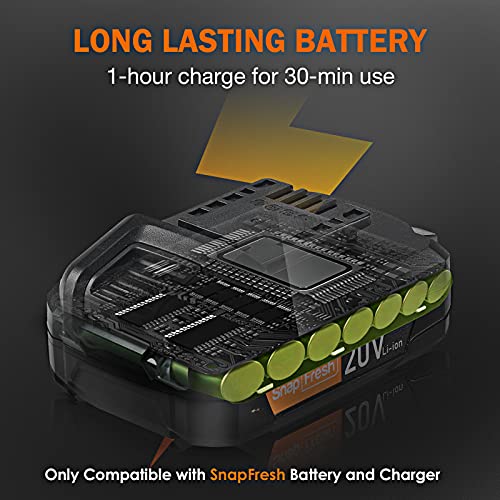 SnapFresh Leaf Blower -20V Cordless Leaf Blower with Battery & Charger, Electric Leaf Blower for Yard Cleaning, Lightweight Leaf Blower Battery Powered for Snow Blowing (Battery & Charger Included)