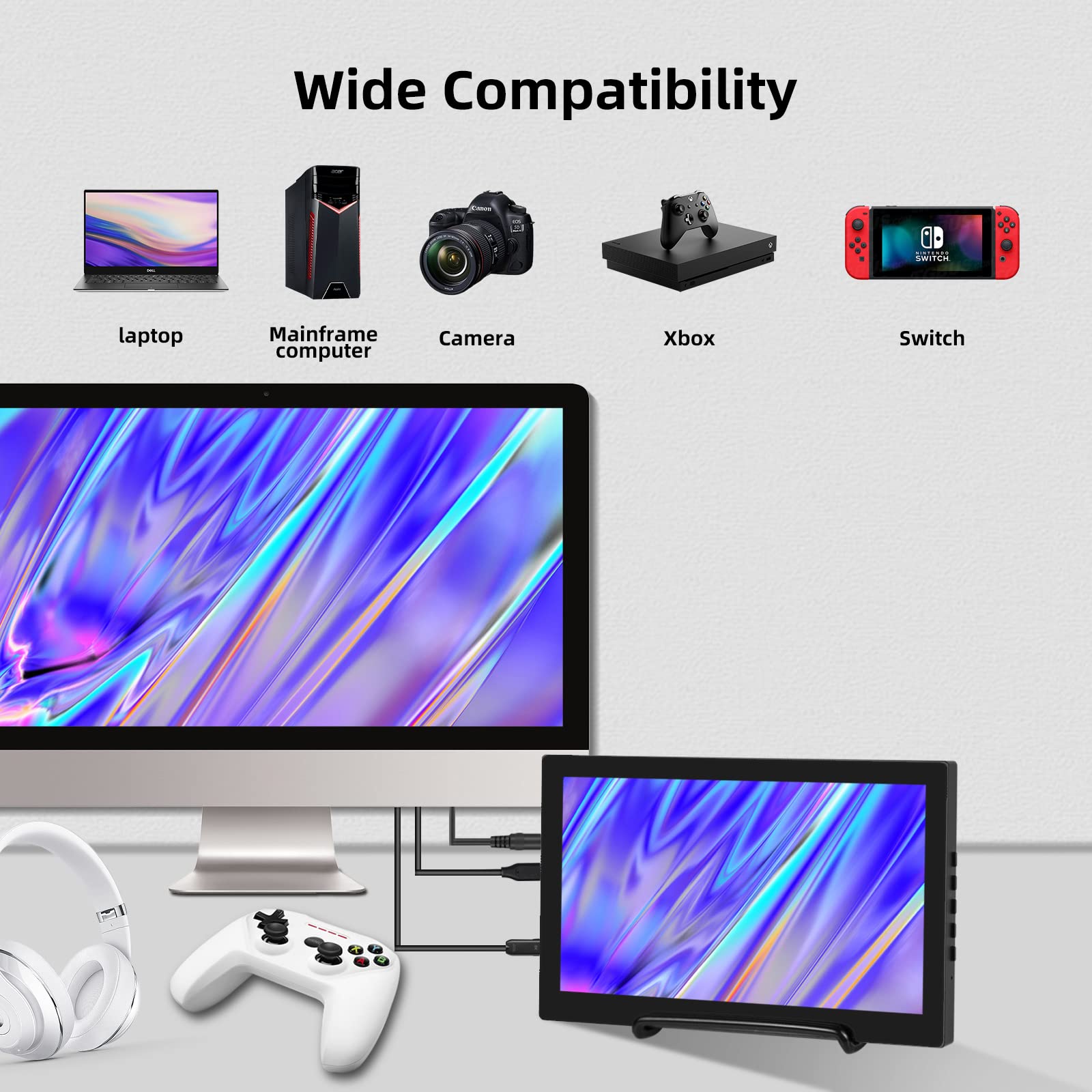 Kenowa 7 Inch Touchscreen Monitor, HD 1024x600 Portable USB-C Touch Screen with HDMI and Built in Speaker for Raspberry pi 4B 3B+ 2 Model B Computer Laptop,with Metal Bracket