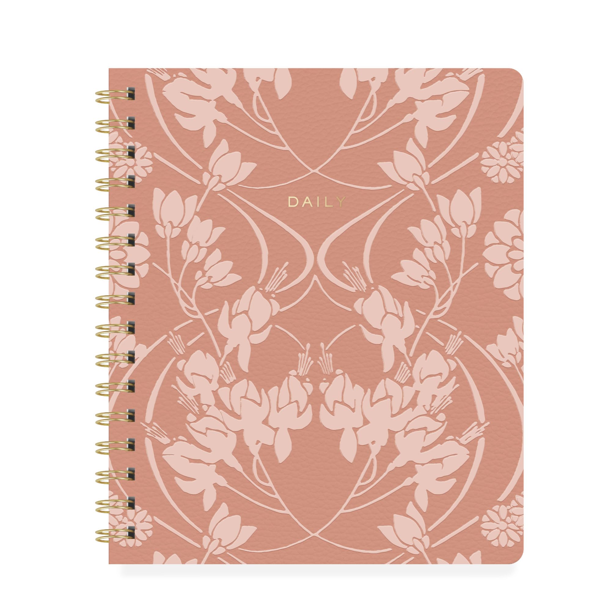 Fringe Studio Non-Dated Daily Planner, Vegan Leather Cover, NOUVEAU BLOSSOM APRICOT", 6" x 7.25", 160 Pages (877007)