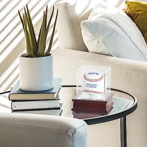 DisplayGifts Baseball Display Case Stand Holder- UV Protection, Cherry Finish Stand