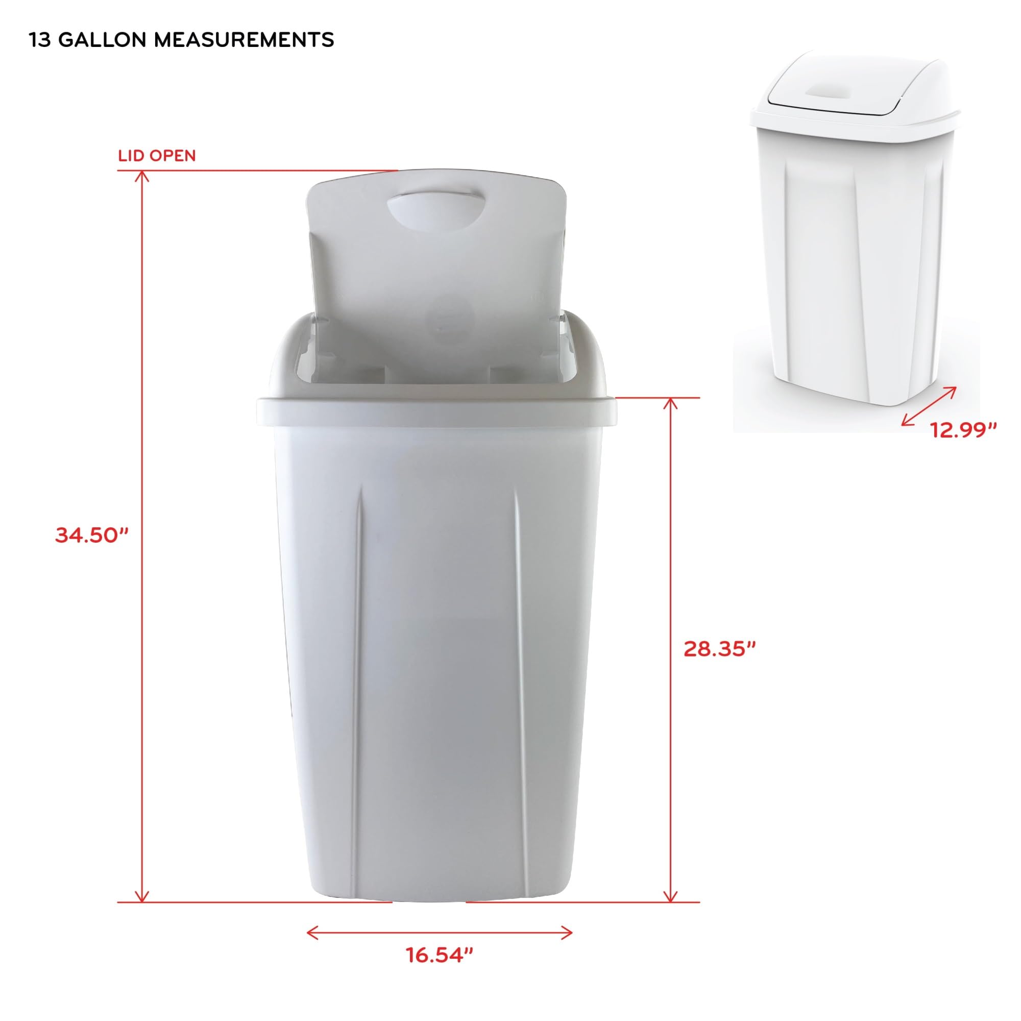 MevUs 13.3 Gallon Trash Can, Plastic Touch Top Kitchen Trash Can, Grey, Black or White Trash Can Kitchen Garbage Can Bathroom Trash Can