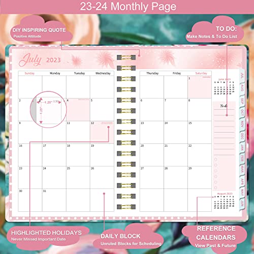 Dzhzal 2023-2024 Academic Planner - Weekly & Monthly Planner with Tabs, July 2023 - June 2024, 8.5" x 6.3", Hardcover with Elastic Closure,Twin-Wire Binding,Thick Paper,Inner Pocket