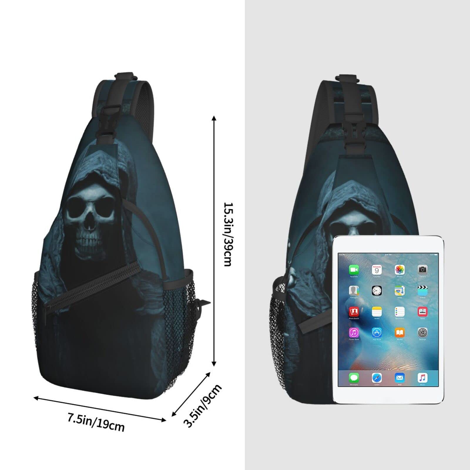 DZUAIKIT Sling Backpack Grim Reaper Reaching Print Crossbody Shoulder Sling Bag For Men & Women