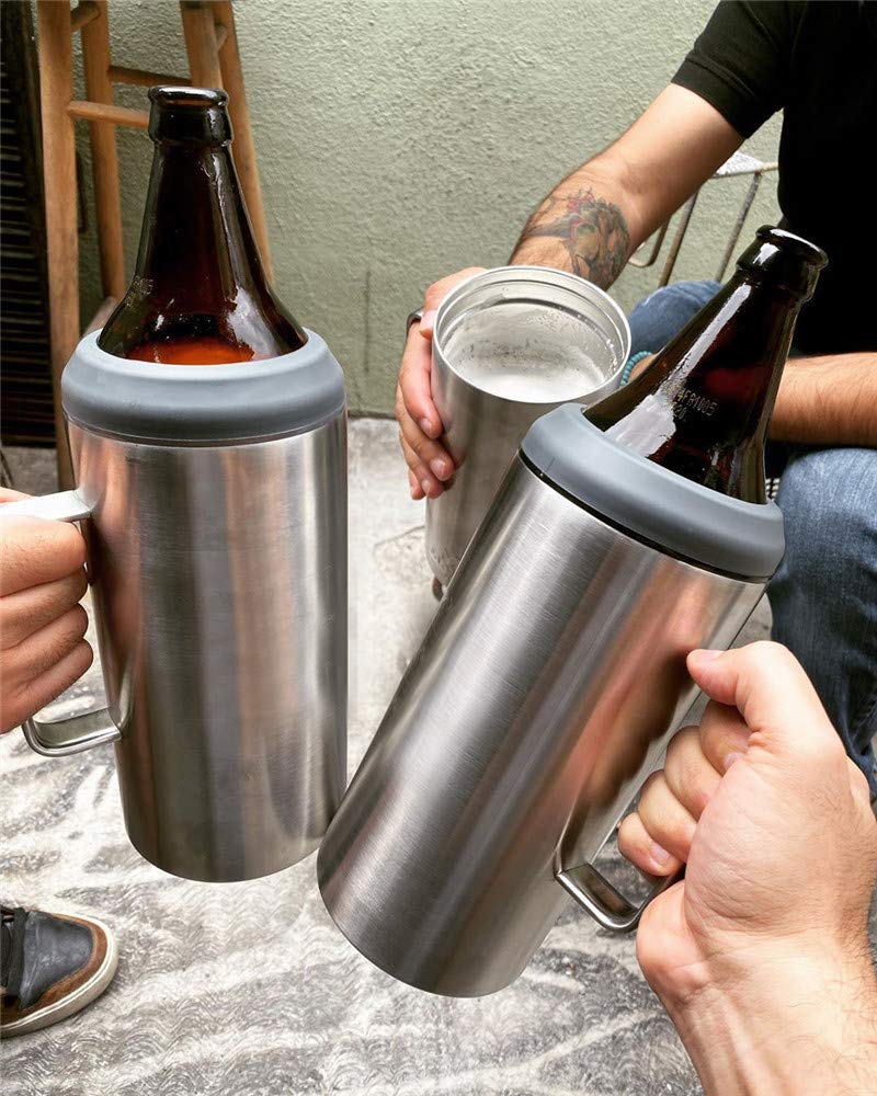 Gteller 40oz stainless steel cooler, double walled vacuum insulated bottle holder&keeper (Silver)