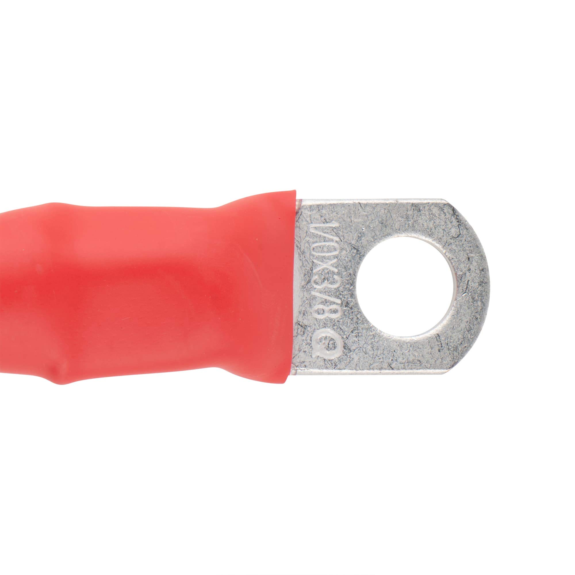 Exell Battery 1/0 Interconnecting Copper Cable, 8-inch Length with 3/8-inch Lugs, Red