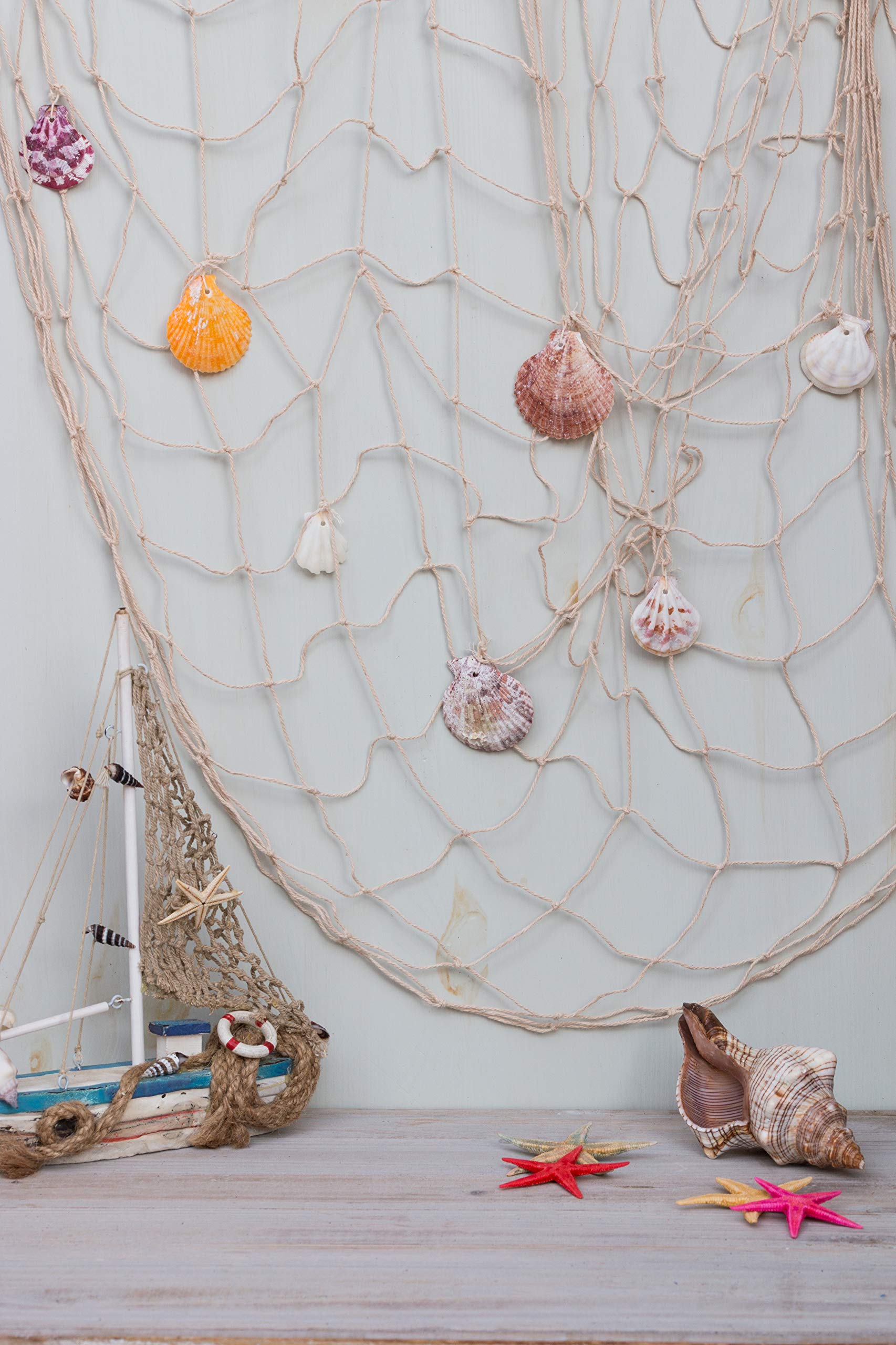 GIFTEXPRESS 2pc Cotton Natural Fish Net Decoration for Hawaiian Party, Pirate Party, Mediterranean, Fishman, Nautical, Mermaid, Fishnet and Beach Party Accessories Décor,
