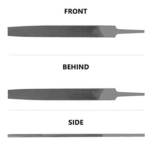 KALIM Flat Medium Cut File, Double Cut Teeth, 6'' Length, Made of High Carbon Steel, Hand File Without Handle Suitable for Wood, Metal, Sharpening, etc.