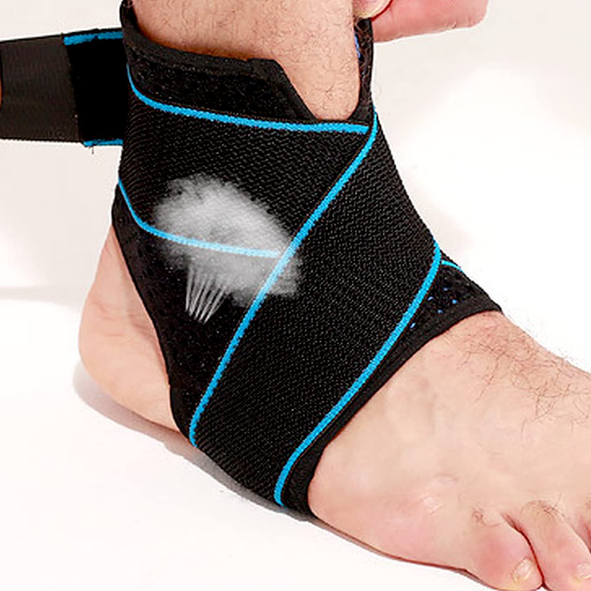 HMQCI Ankle Brace for Women & Men Breathable Comfortable Adjustable Ankle Wrap,Ankle Support for Running,Basketball,Joint Pain Relief, Injury Recovery (Blue,1 Count)