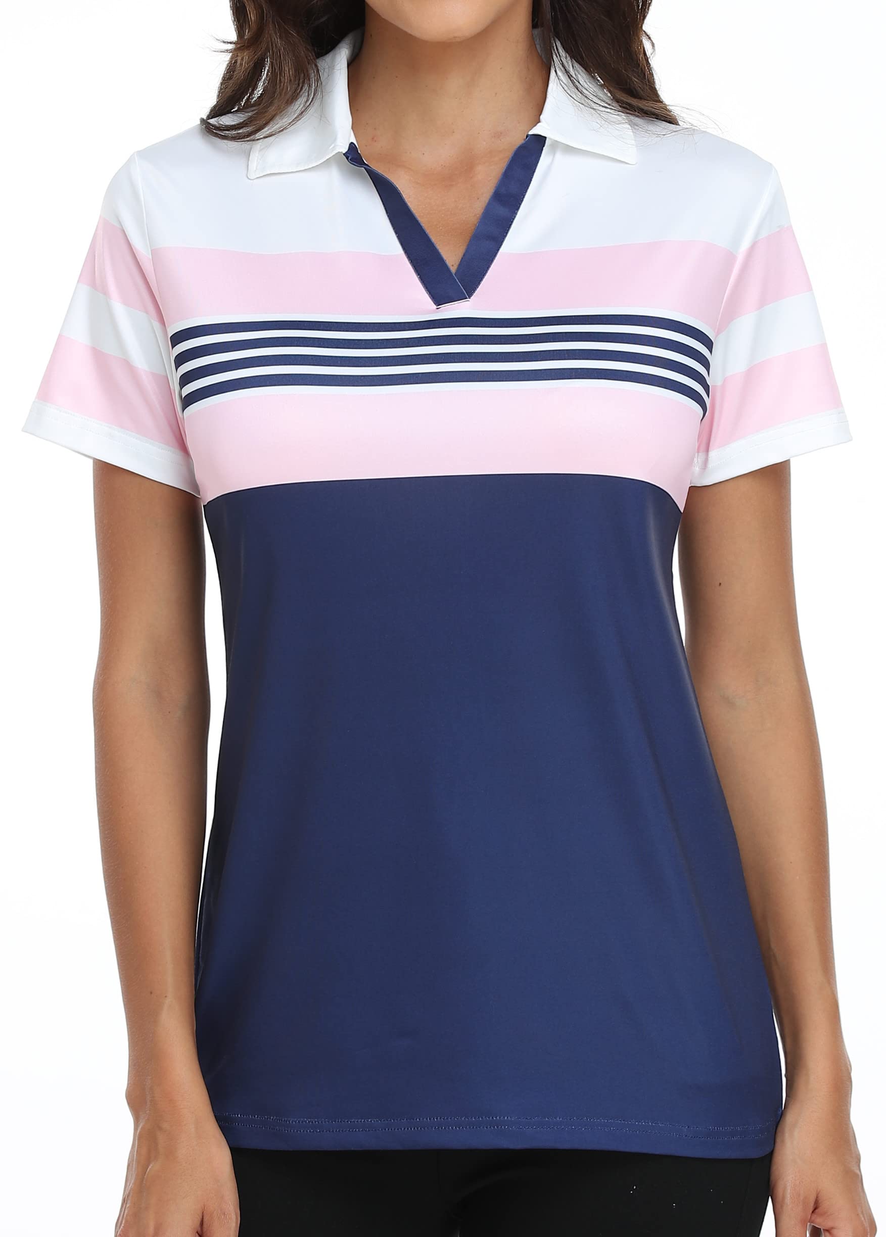 IGEEKWELL Printed Golf Polo Shirt Women Wicking Short Sleeve T Shirts Loose Fit