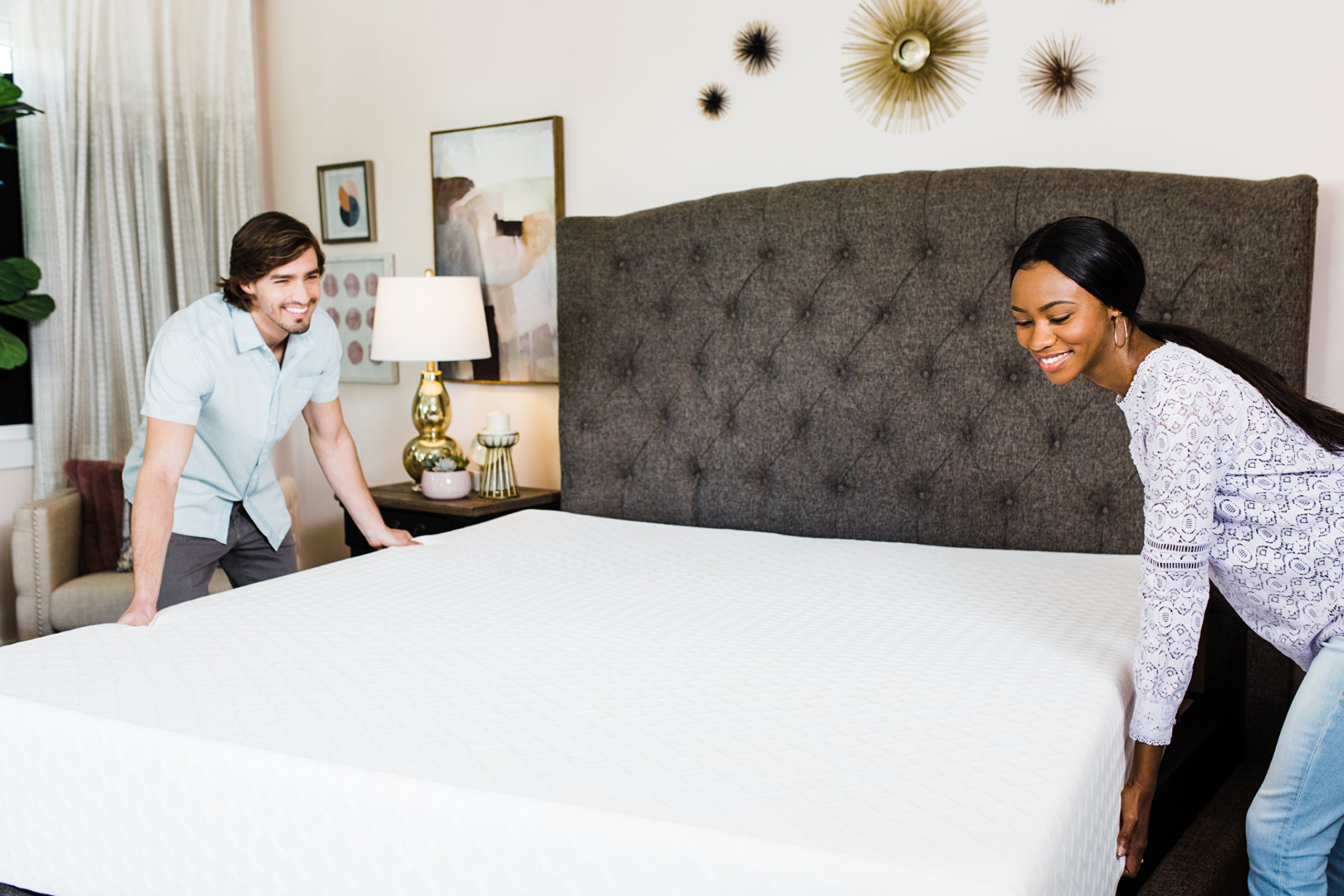 Signature Design by Ashley Twin Size Chime 8 Inch Medium Firm Gel Memory Foam Mattress with Green Tea & Charcoal Extract