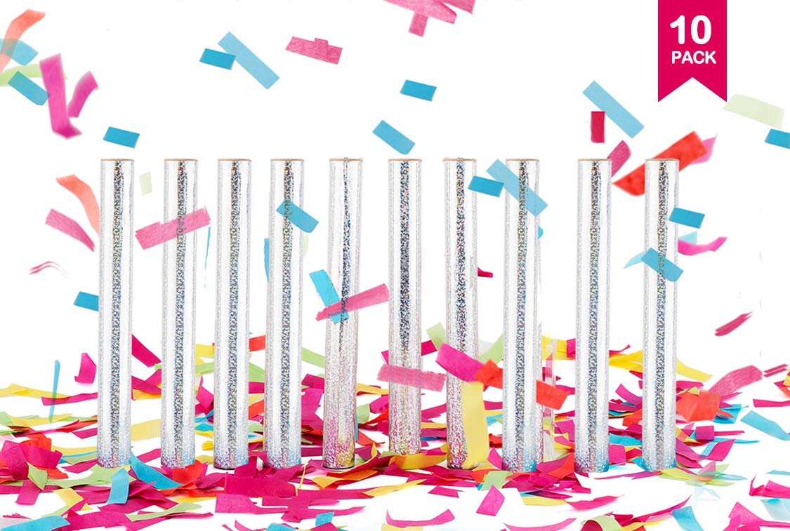 FameFame 10Pack Confetti Wands, Tissue Paper Flick Flutter Sticks for Wedding Celebrations, Anniversary, Birthday Party, Colorful, 7.8inch Confetti Popper