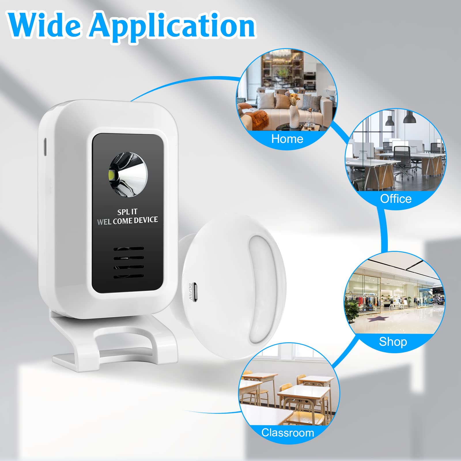 KERUI M7 Wireless Indoor Motion Sensor Alarm/Doorbell Portable Motion Detector Alarm with 32 Chime Tunes 450ft Long Range Motion Activated Alerts for Home Security Business,Store,Office,School