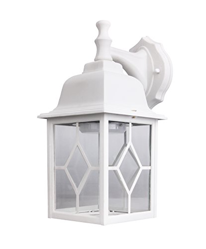 LIT-PaTH Outdoor LED Wall Lantern, Wall Sconce as Porch Light, 11W, 1000 Lumen, 5000K Daylight White, Aluminum Housing Plus Glass, Matte White Finish, ETL Qualified