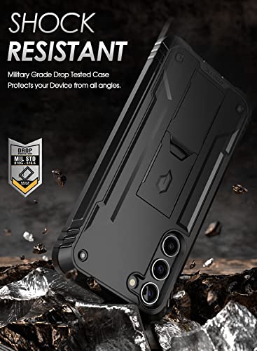 Poetic Revolution Case for Samsung Galaxy S23+ Plus 5G 6.7" (2023), Built-in Screen Protector Work with Fingerprint ID, Full Body Rugged Shockproof Protective Cover Case with Kickstand, Black