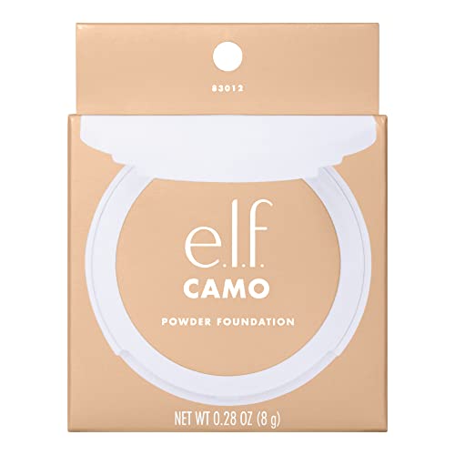 e.l.f. Camo Powder Foundation, Lightweight, Primer-Infused Buildable & Long-Lasting Medium-to-Full Coverage Foundation, Light 210 N