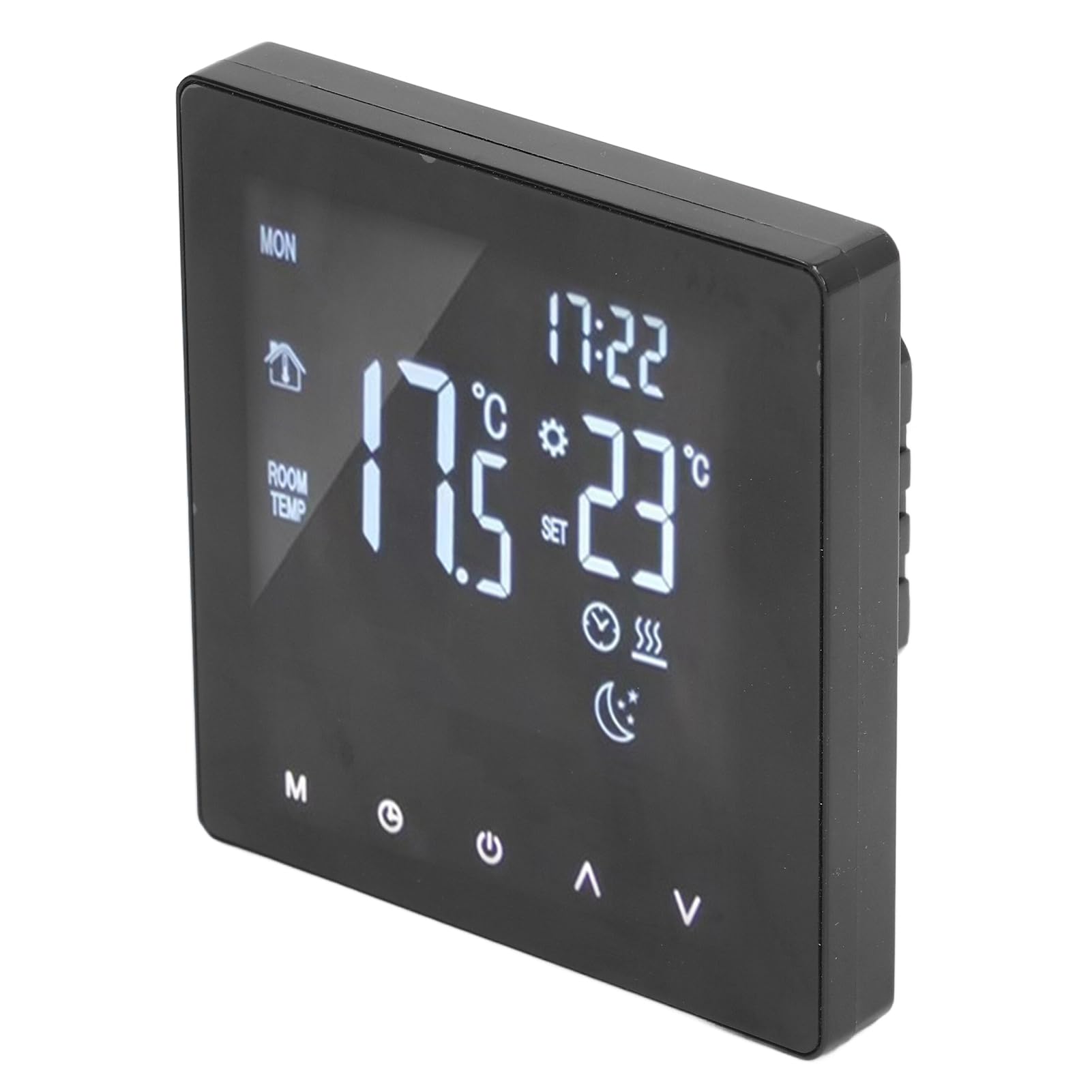 Digital Thermostat Controller, Double Temperature Display Flame Retardant PC AC90β240V Low Consumption Touch Screen Programmable Thermostat for Floor Heating (K2MRH3A)