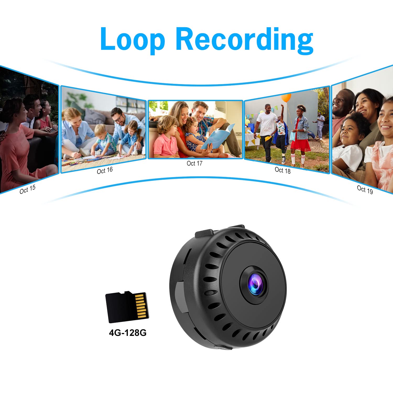 GAUYREU Hidden Cameras for Home Security, Full HD Mini Spy Camera Wi-Fi Wireless Cam, Small Nanny Camera with Remote View, Night Vision, Bulit-in Battery Tiny Spy Cam Indoor/Outdoor