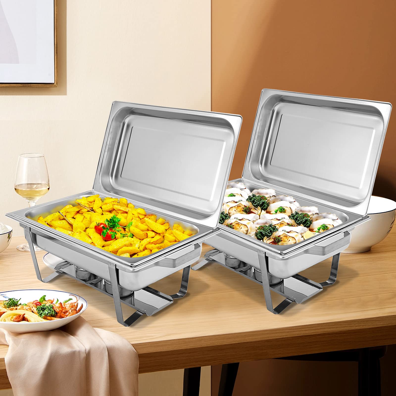 Happygrill 2 Pack Chafing Dish 9 Quart Chafing Dish High Grade Stainless Steel Chafer Dish Set
