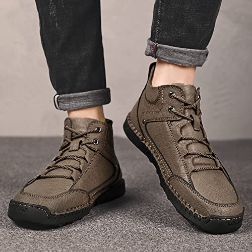 FASDNENDYS 2022 New Large Size Border Handmade Retro Stitched Leather Comfortable Casual Shoes Leopard Shoes for Men
