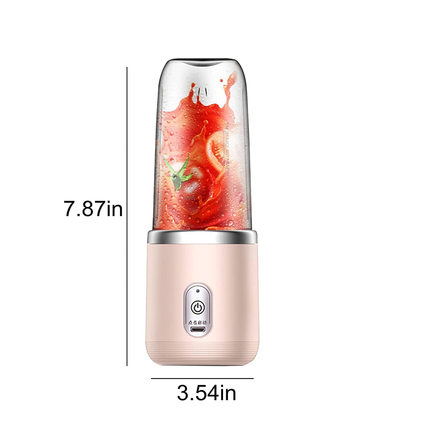 HICCVAL Portable Blenders for Shakes and Smoothies, Fruit Juicer USB Rechargeable With 6 Blades, Handheld Blenders for Sports Travel Outdoors Pink