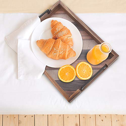 Wood Serving Tray with Handles, Butizone Rustic Nesting Serving Trays for Eating, Breakfast, Party, Kitchen, Tea Coffee Table, Ottoman and Home Decor, Decorative Serving Trays, Set of 3
