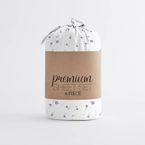 Linen Market 4 Piece Full Size Sheet Sets (Light Blue Floral) - Sleep Better Than Ever with These Ultra-Soft & Cooling Bed Sheets for Your Full Size Bed - Deep Pocket Fits 16" Mattress