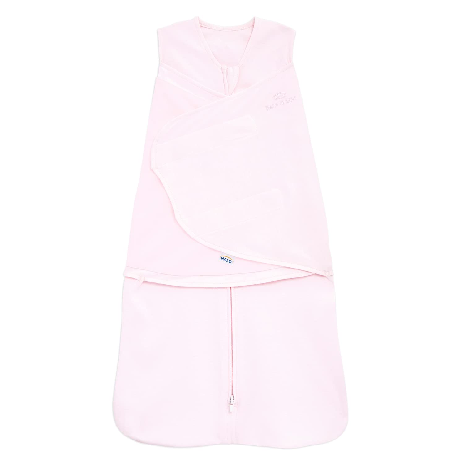 HALO 100% Cotton Sleepsack Swaddle, 3-Way Adjustable Wearable Blanket, TOG 1.5, Soft Pink, Small, 3-6 Months