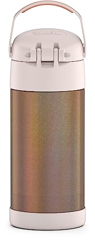 THERMOS FUNTAINER 12 Ounce Stainless Steel Vacuum Insulated Kids Straw Bottle, Rose Gold