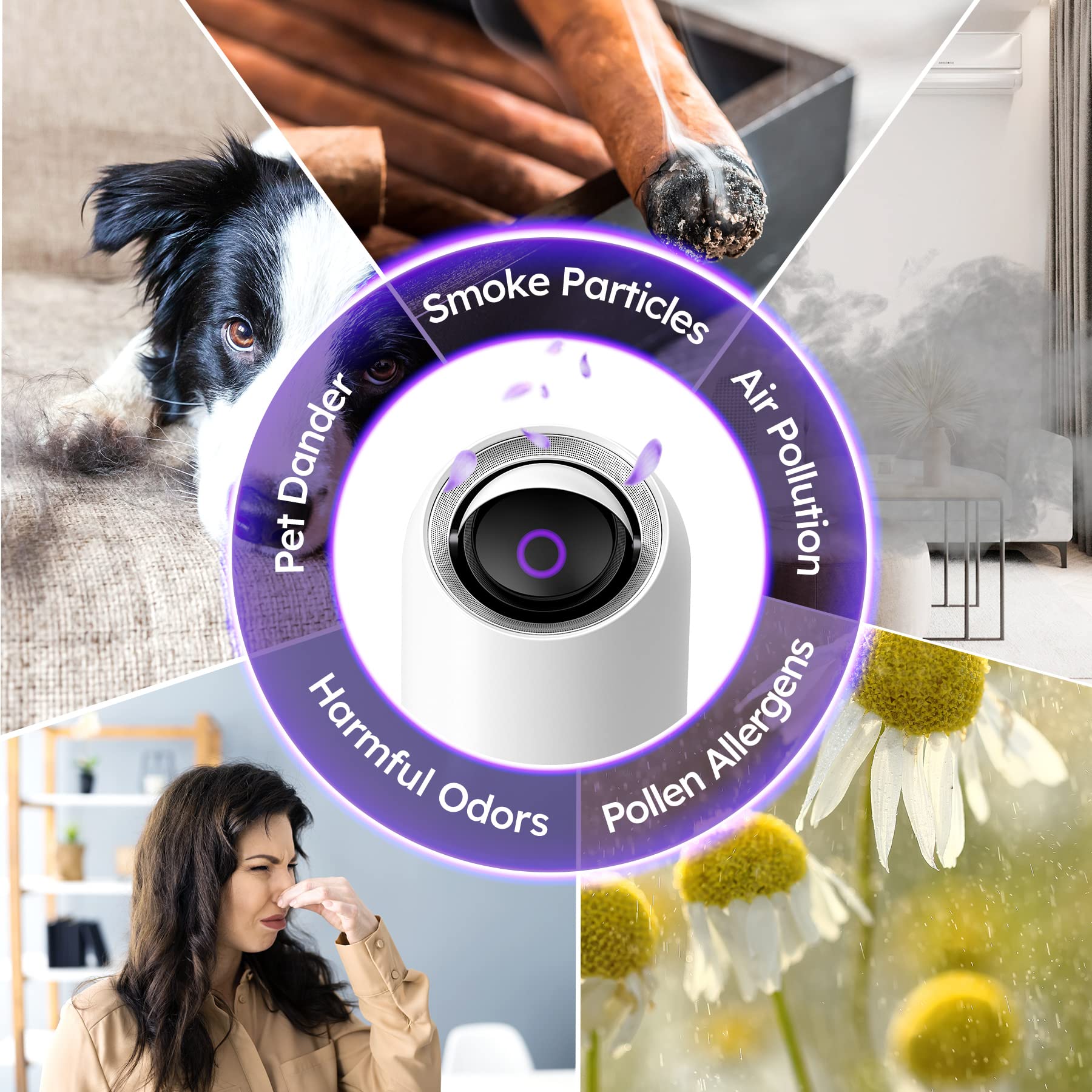 Homintell Air Purifiers for Home Large Room, PM2.5 Sensor H13 HEPA Air Purifier for Pets