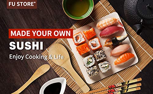 Fu Store Sushi Making Kit Set 9 PCS-Sushi Rolling Mats Rice Paddle Rice Spreader Sushi Roller Bamboo Beginner Sushi Maker