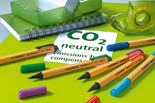 STABILO Eco-Friendly Fibre-Tip Sign Pen GREENpoint - Pack of 10 - Black