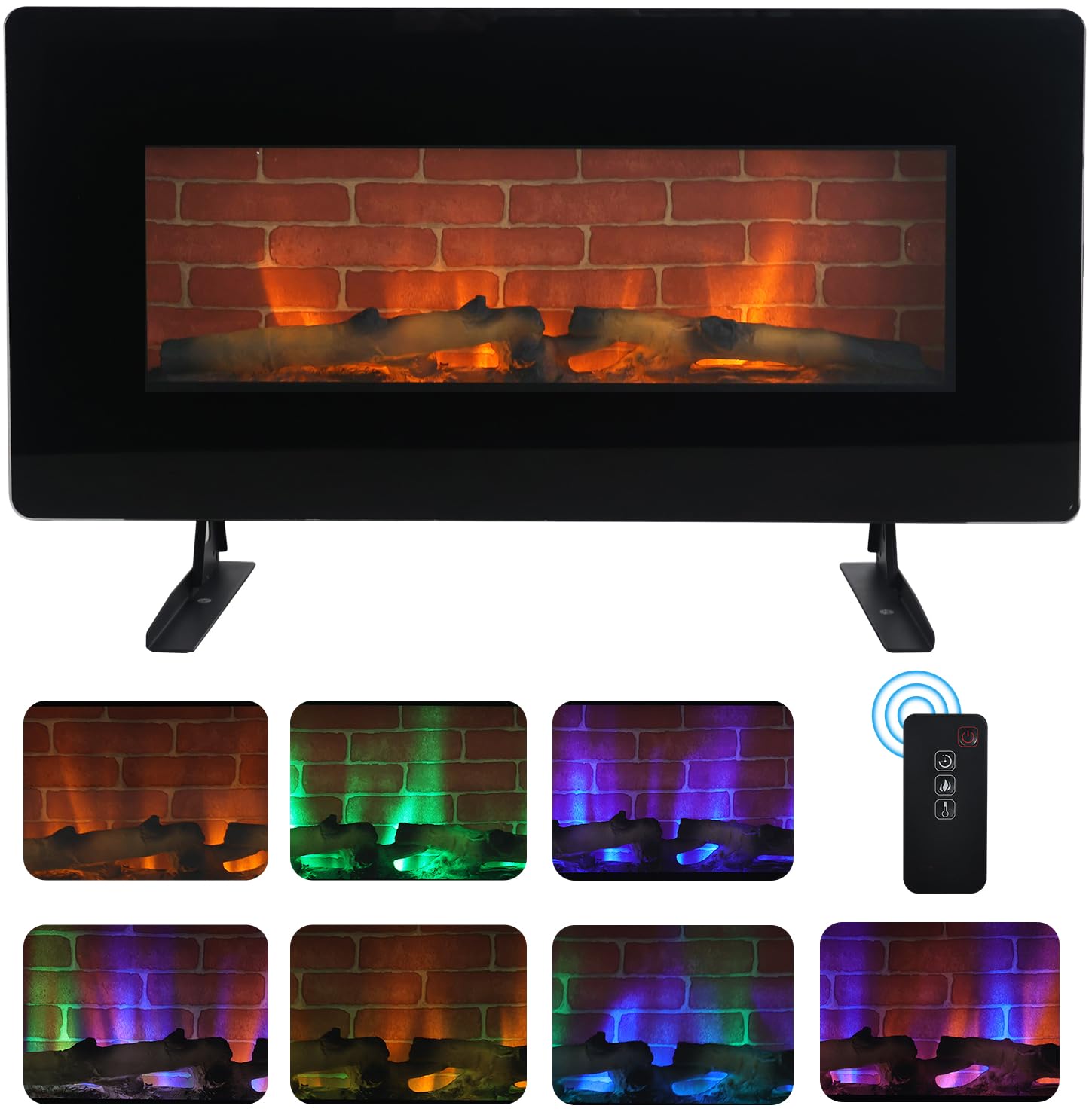 ELECWISH Electric Fireplace, 36 Inch Fireplace Heater Wall Mounted and Freestanding with Remote Control, Adjustable 7 Flame Colors, Temperature and Timer, 1500W