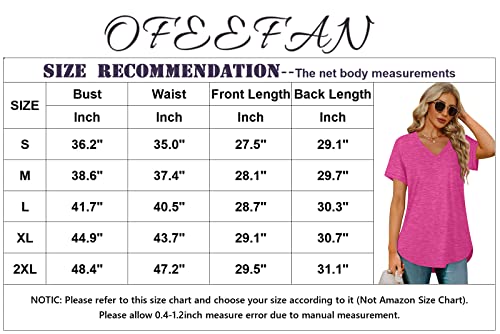 T Shirts for Women Loose Fit Tunic Tops to Wear with Leggings Hot Pink L