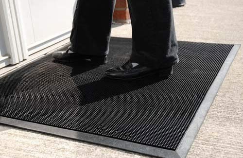 Durable Corporation 396S1624BK Heavy Duty Rubber Fingertip Entrance Mat, for Outdoor Areas, 16" Width x 24" Length x 5/8" Thickness, Black