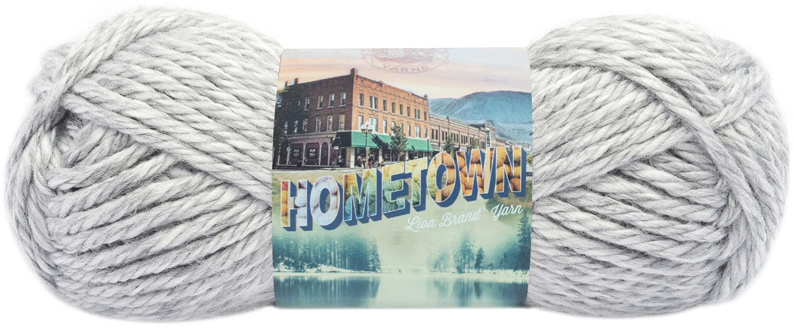Lion Brand Yarn Hometown Yarn, Bulky Yarn, Yarn for Knitting and Crocheting, 1-Pack, Springfield Silver