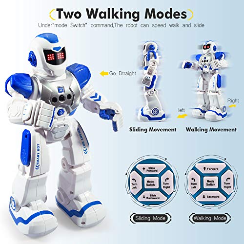 Onadrive Remote Control Robot for Kids Intelligent Programmable Robot with Infrared Controller,Dancing,Singing, Moonwalking and LED Eyes,Gesture Sensing Toys Kit for Childrens Entertainmen (Blue)
