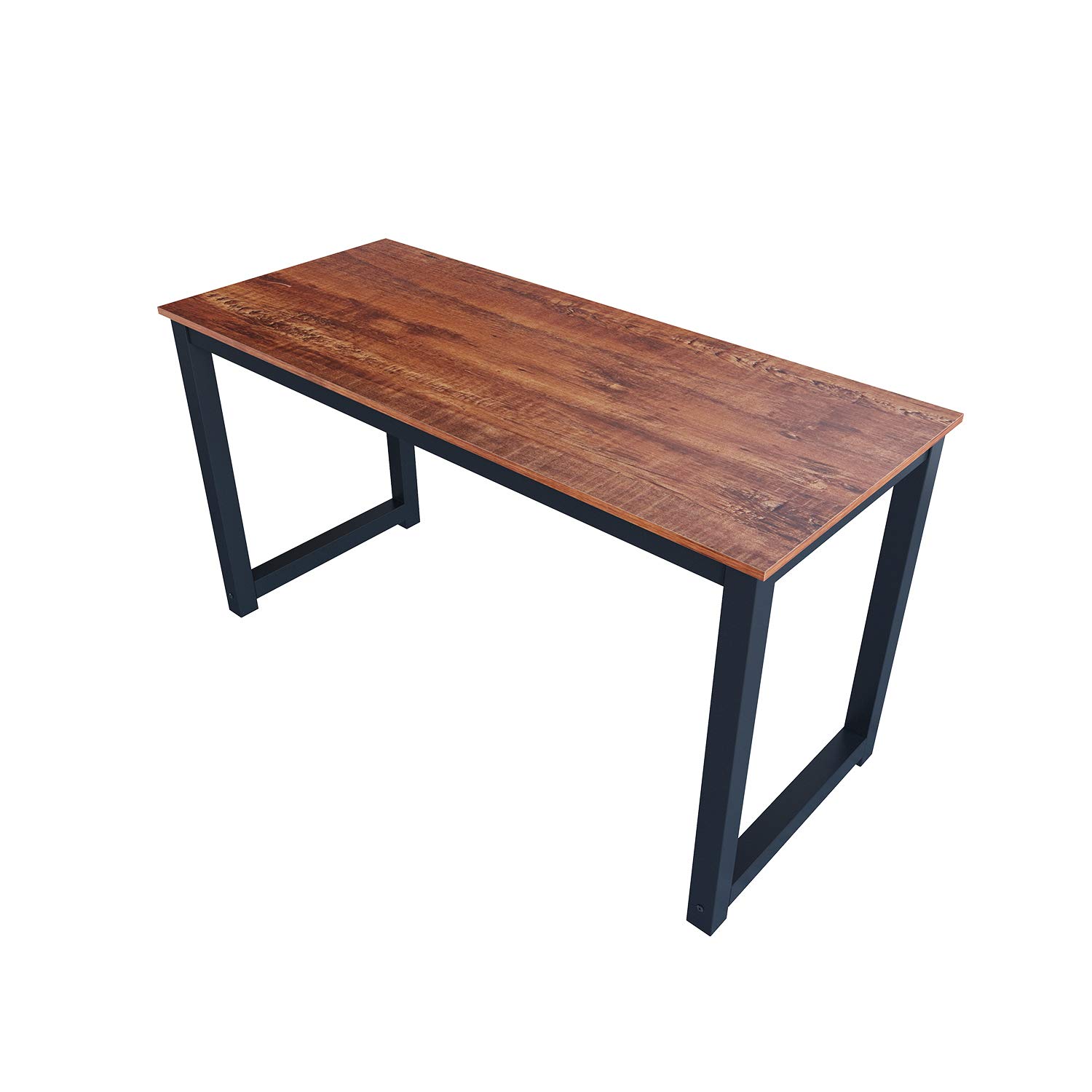 FSTAR 55" Writing Desk with Bar Sturdy Home Office Desk Modern Simple Design Computer Desk Writing Table for Home Office Large Space Workstation Metal Frame (55", Sandalwood)