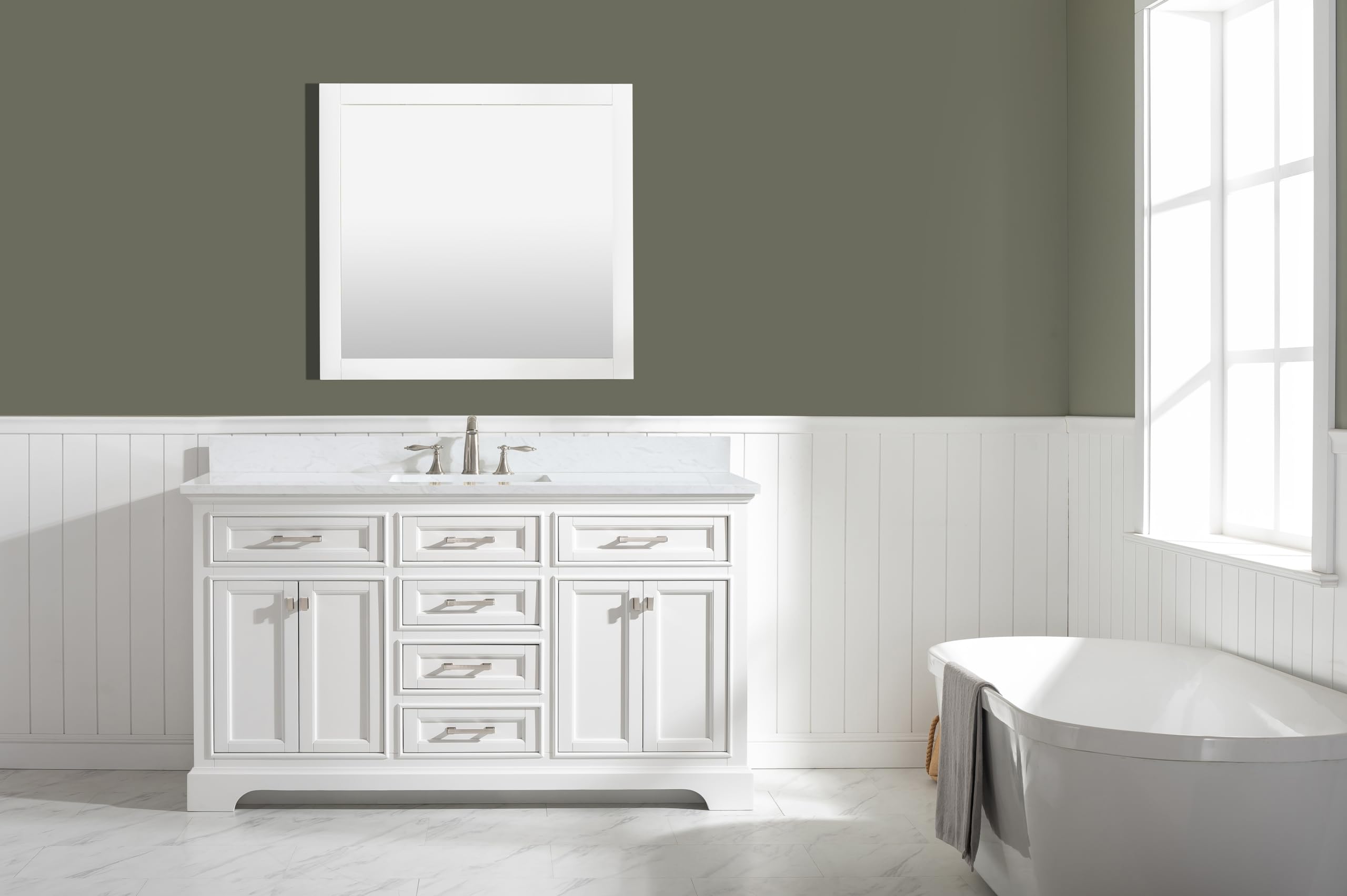 Design Element ML-60S-WT Bathroom Vanity, 60 in, White