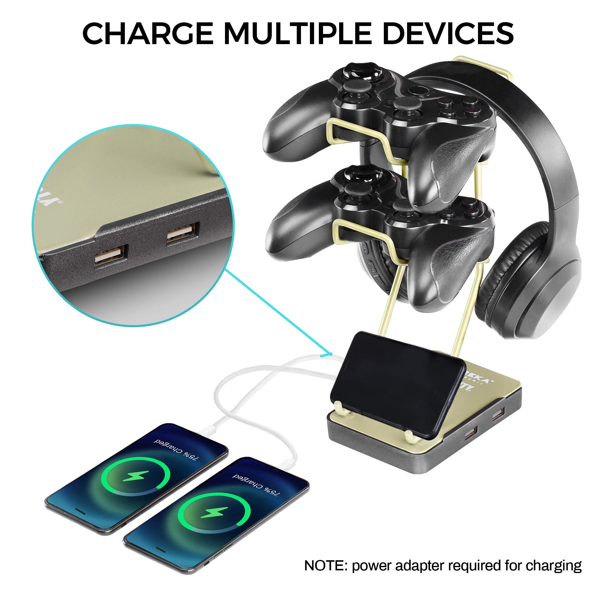 EUREKA ERGONOMIC & Call of Duty PC Computer Gaming Desk Setup Accessories Bundle, Headphone & Controller Stand with USB Charger, Unspillable Drink Cup Holder, Power Socket Strip Organizer, Gamer Gifts