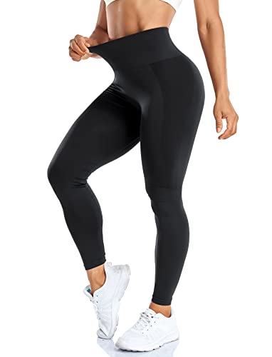 SEASUM High Waist Seamless Workout Legging for Women Side Shadows Booty Leggings Butt Lift Gym Yoga Pants Black M