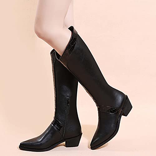 FASDNENDYS Boots for Women Ankle Booties Solid Women's Heel Shoes Fashionable Pointed Color Autumn Comfortable 9w Boots Black