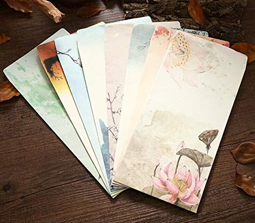 Retro Stationery Paper And Envelopes Set Letter Paper A4- Cute Kawaii Special Design Chinese Style Writing Stationery Paper Envelopes-32 Pack Stationery Paper and 16 Pack Envelopes(Retro)